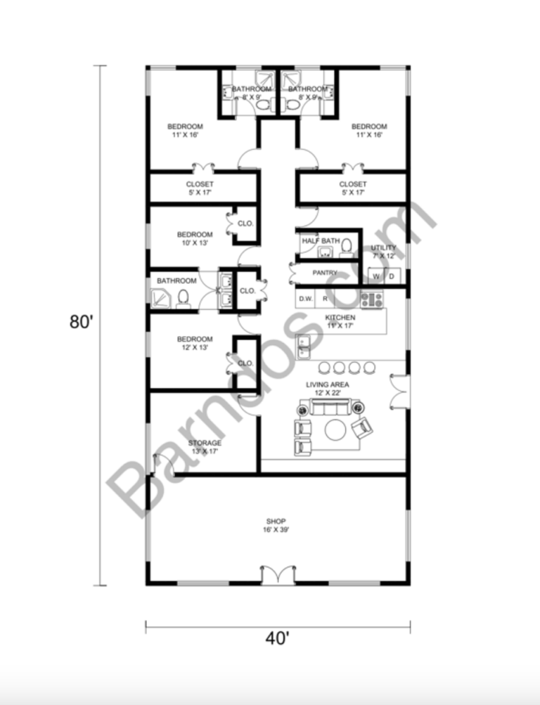8 Incredible 40x80 Barndominium Floor Plans with Shops